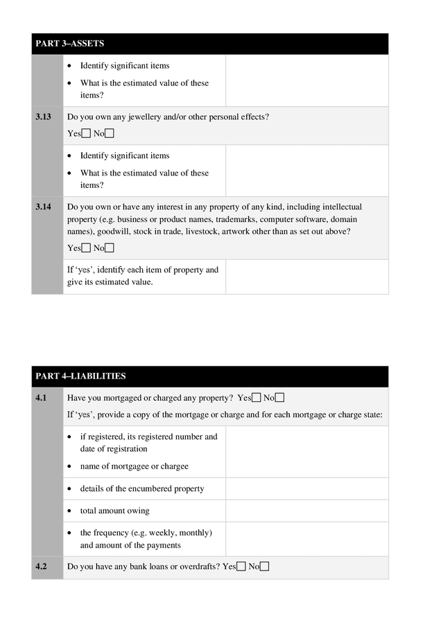 Statement of financial position (Queensland) in Word and Pdf formats ...
