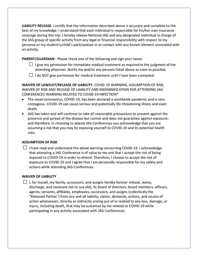 Medical liability release form in Word and Pdf formats - page 2 of 3