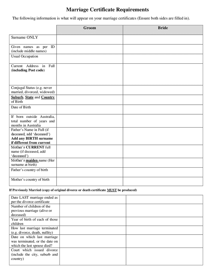 Marriage Certificate - download free documents for PDF, Word and Excel