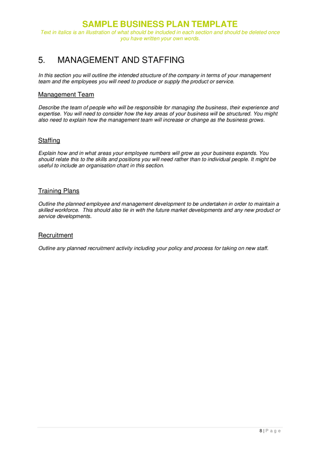 Sample Business Plan Template In Word And Pdf Formats Page 8 Of 13