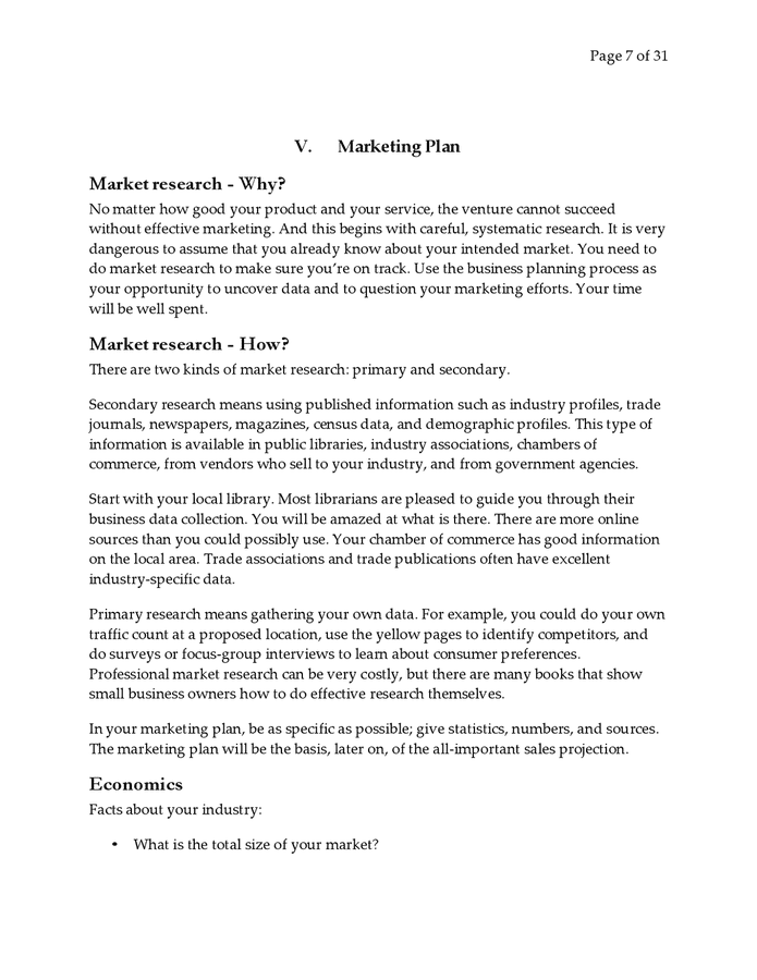 Business plan template in Word and Pdf formats - page 7 of 31