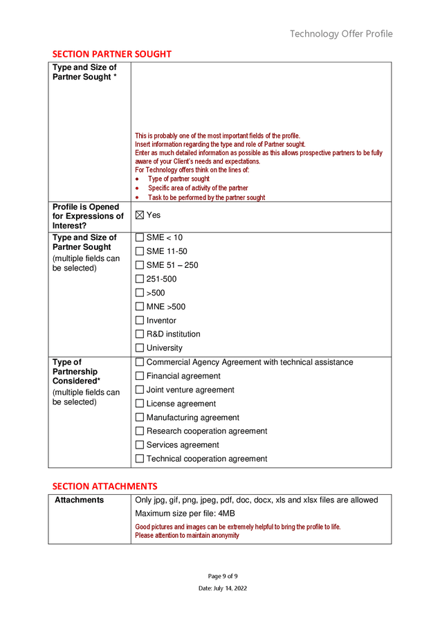 Technology offer profile template in Word and Pdf formats - page 9 of 9
