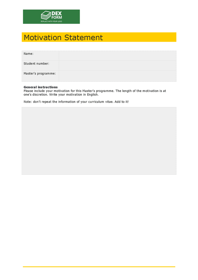 Motivation statement template in Word and Pdf formats