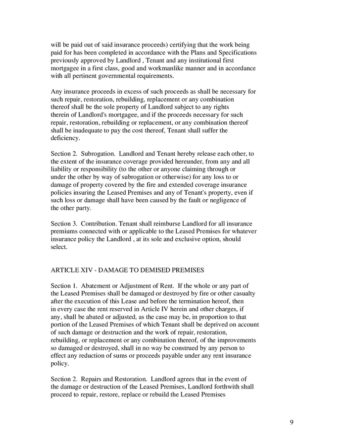 Sample commercial lease agreement in Word and Pdf formats - page 9 of 25