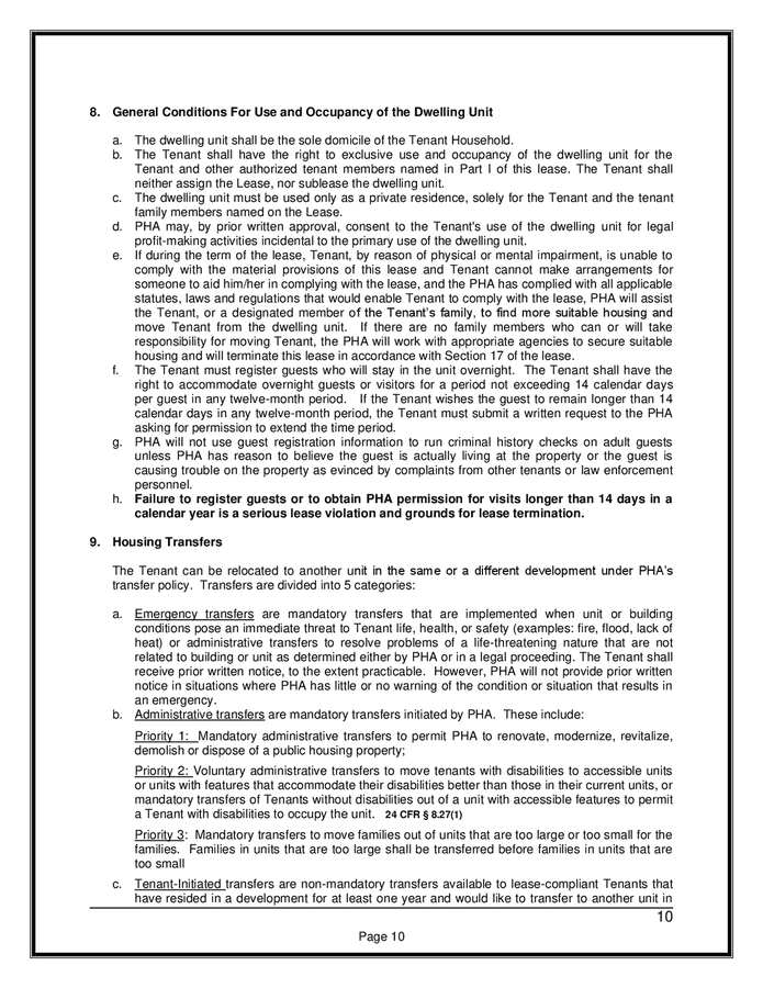 Residential lease agreement in Word and Pdf formats - page 10 of 24