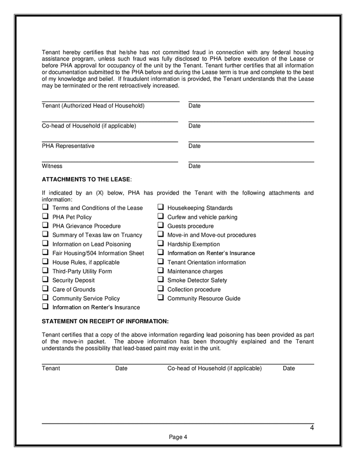 Residential lease agreement in Word and Pdf formats - page 4 of 24