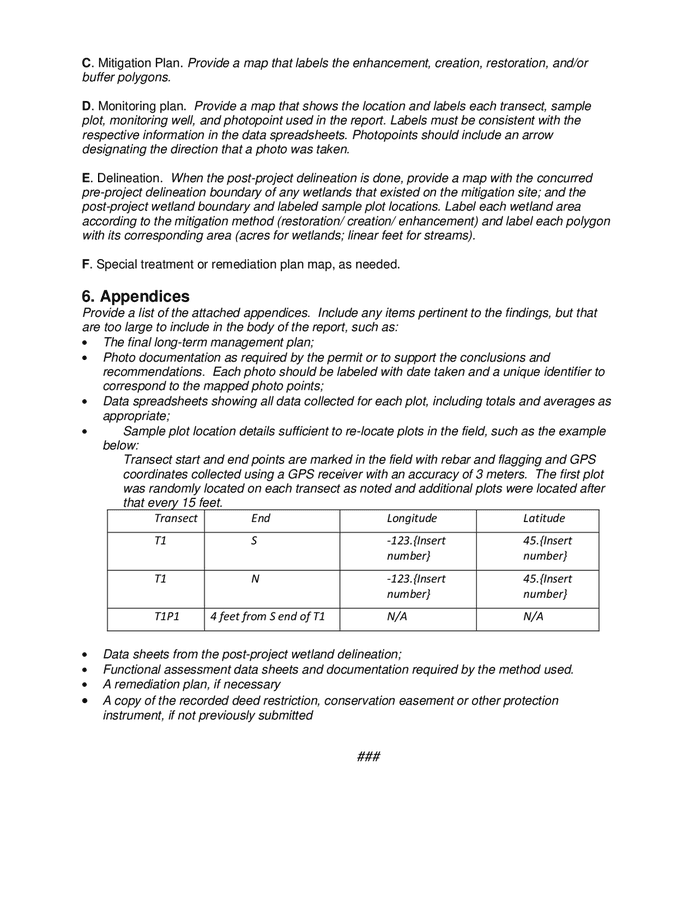 Mitigation monitoring annual report template in Word and Pdf formats ...