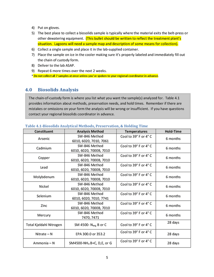 Biosolids & soil sampling analysis plan in Word and Pdf formats - page ...