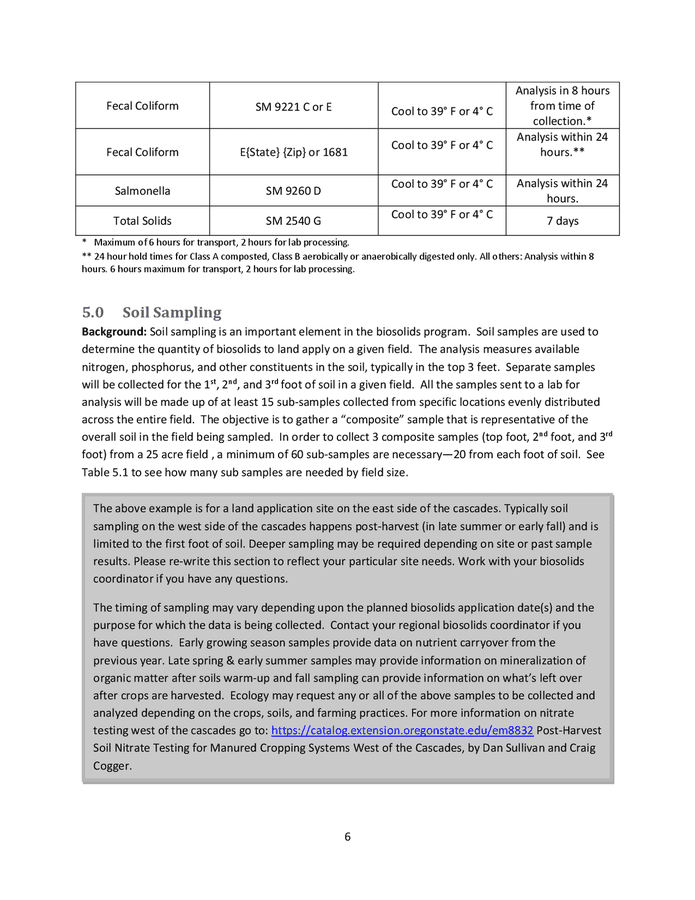 Biosolids & soil sampling analysis plan in Word and Pdf formats - page ...