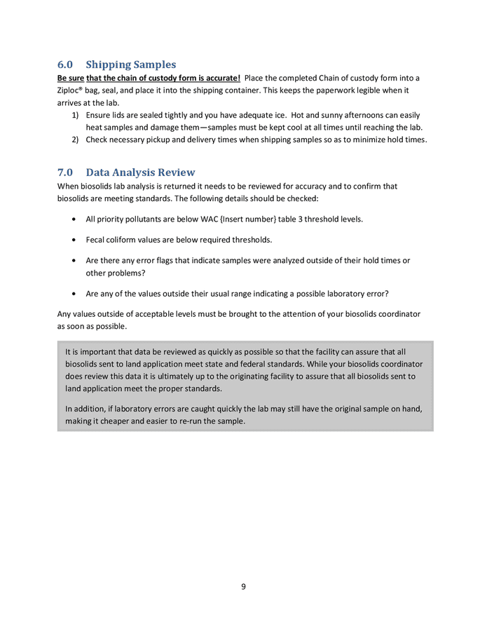 Biosolids & soil sampling analysis plan in Word and Pdf formats - page ...