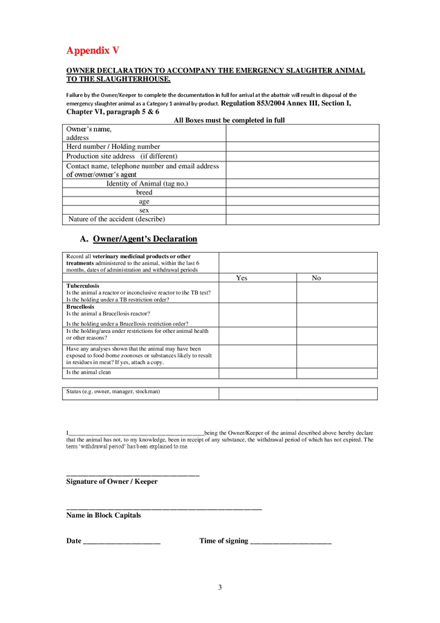 Veterinary certificates examples in Word and Pdf formats - page 3 of 3