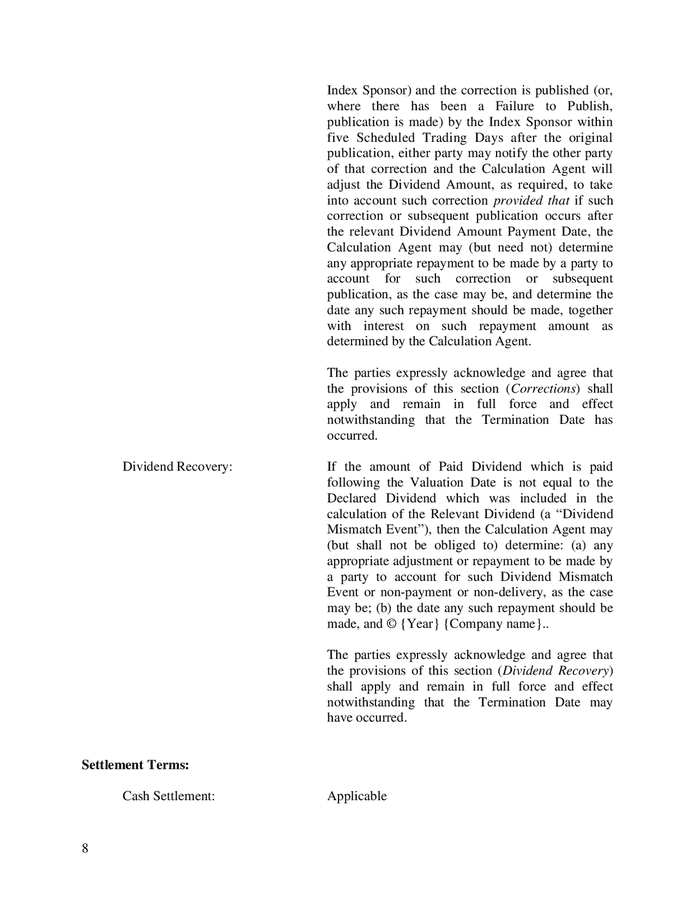 Japanese dividend swap master confirmation agreement in Word and Pdf ...