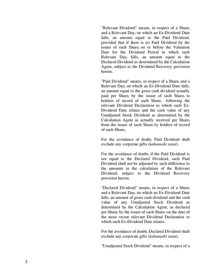 Japanese dividend swap master confirmation agreement in Word and Pdf ...