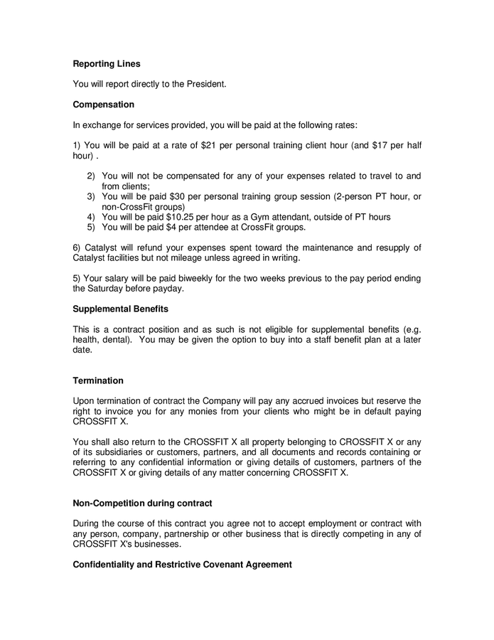Sample subcontractor contract in Word and Pdf formats - page 2 of 6
