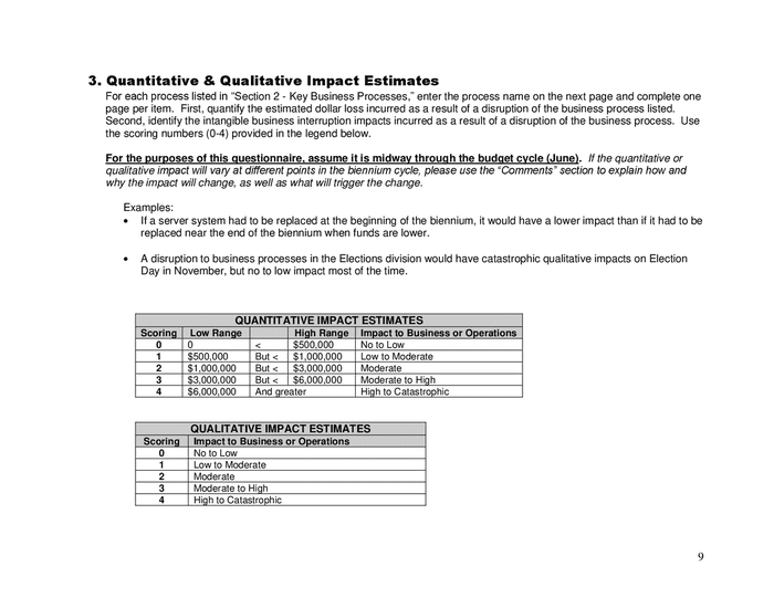 Business impact analysis template in Word and Pdf formats - page 9 of 22