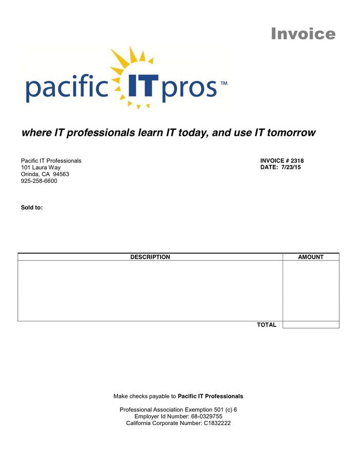 Simple Invoice in Word and Pdf formats