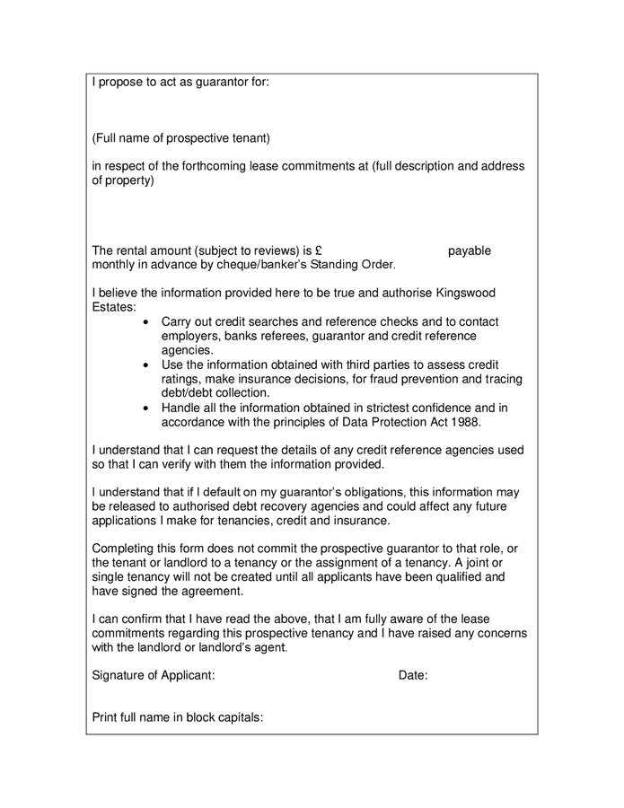 Guarantor application (Great Britain) in Word and Pdf formats - page 5 of 6