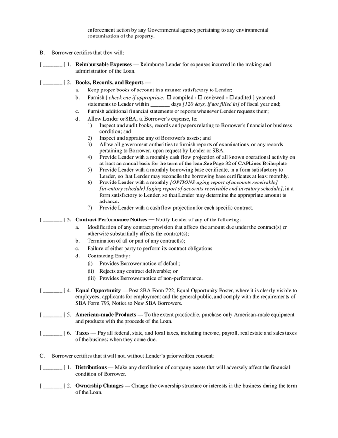 Loan agreement and borrower's certification samples in Word and Pdf ...