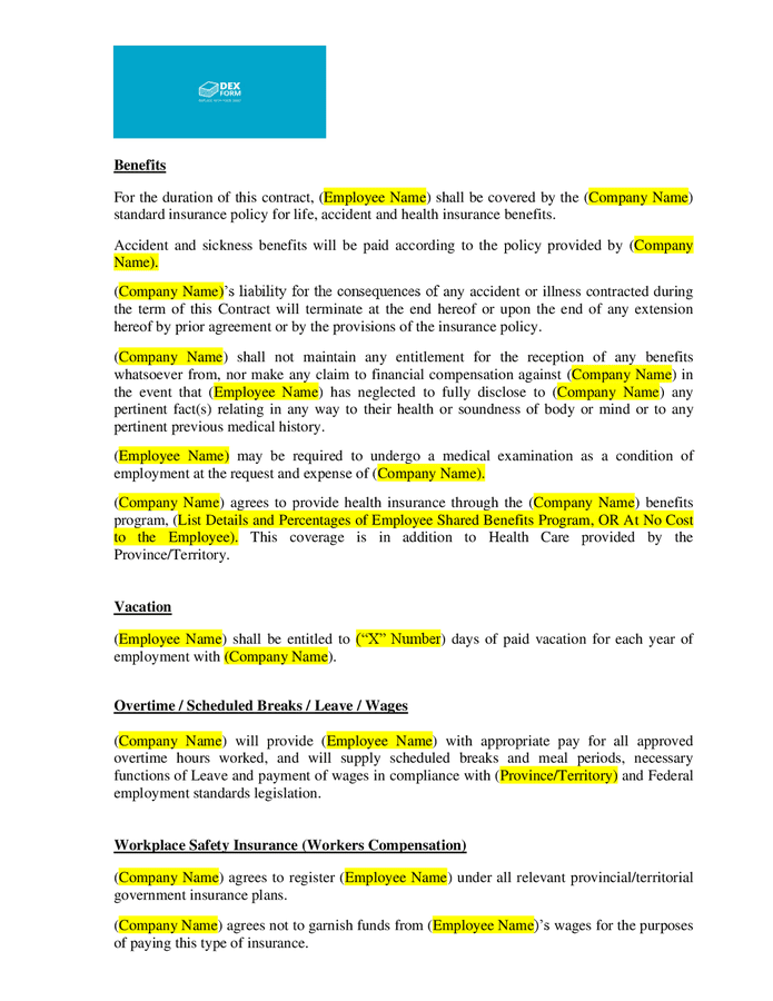 Employment contract in Word and Pdf formats - page 3 of 7
