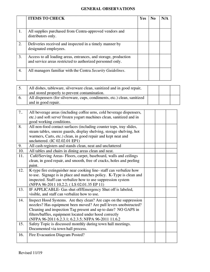Food safety checklist sample in Word and Pdf formats - page 6 of 9