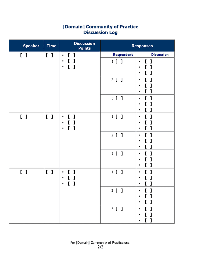 Discussion log in Word and Pdf formats - page 2 of 2