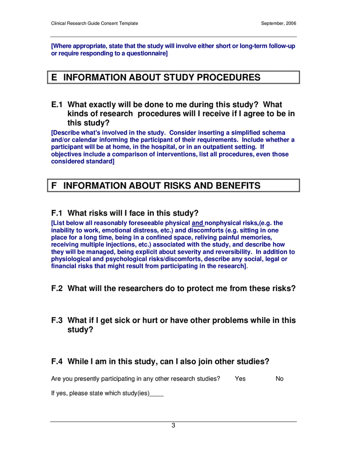 Clinical research guide consent template in Word and Pdf formats - page ...