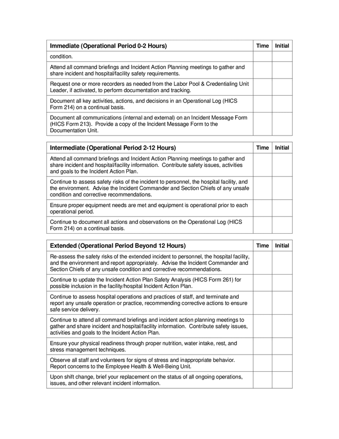 Safety officer form in Word and Pdf formats - page 2 of 3