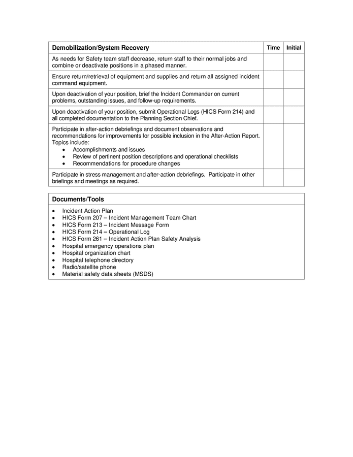 Safety officer form in Word and Pdf formats - page 3 of 3