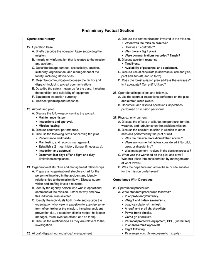 Aviation accident investigation template in Word and Pdf formats - page ...