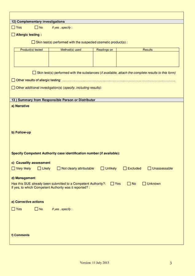 Notification of sue form A (Europe) in Word and Pdf formats - page 3 of 3