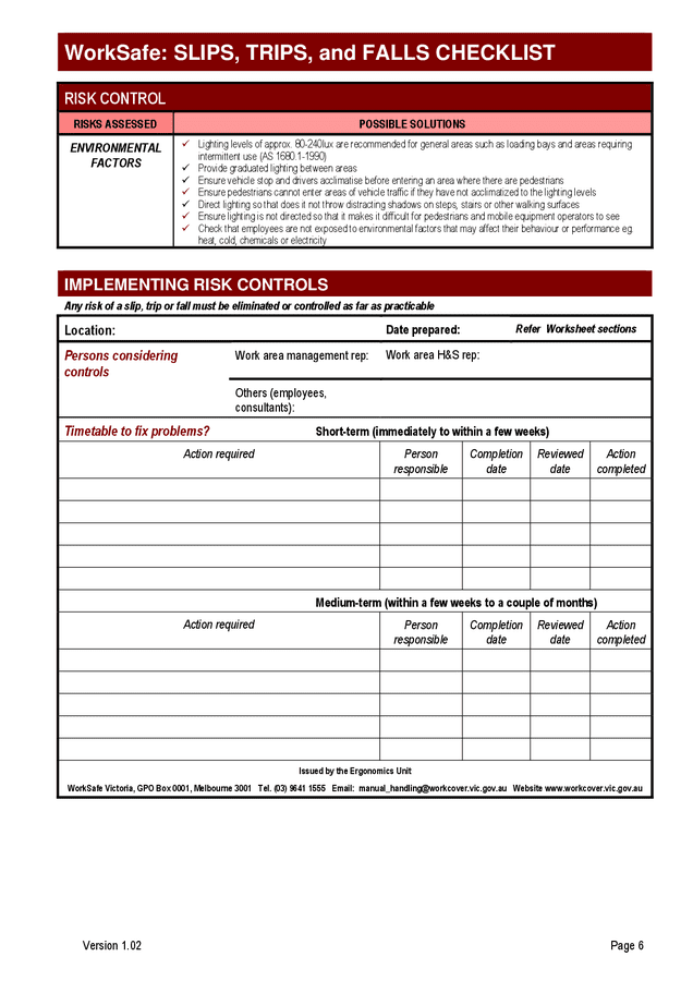 Slips, trips, and falls checklist in Word and Pdf formats - page 6 of 6