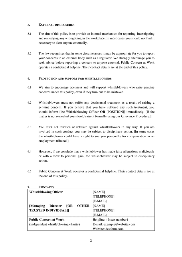Whistleblowing policy sample (Great Britain) in Word and Pdf formats ...