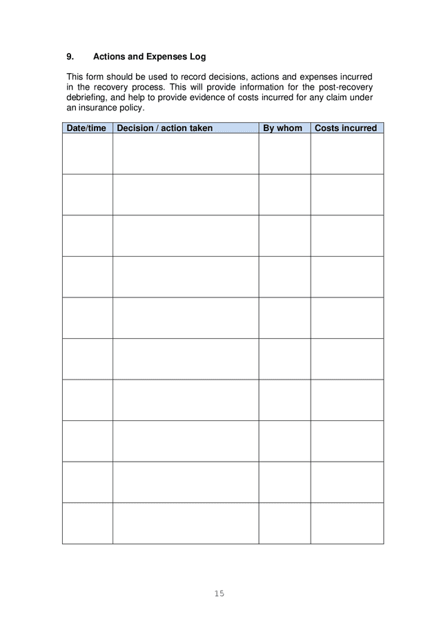 Business continuity plan for small businesses in Word and Pdf formats ...