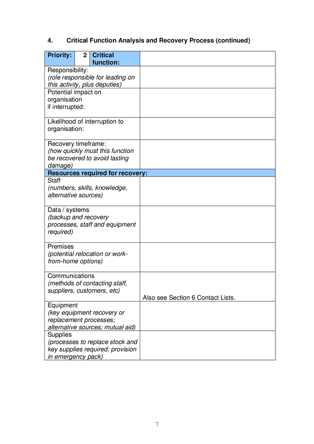 Business continuity plan for small businesses in Word and Pdf formats ...