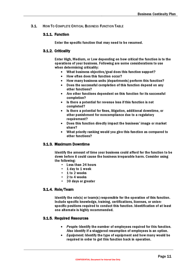Small business continuity plan template in Word and Pdf formats - page ...