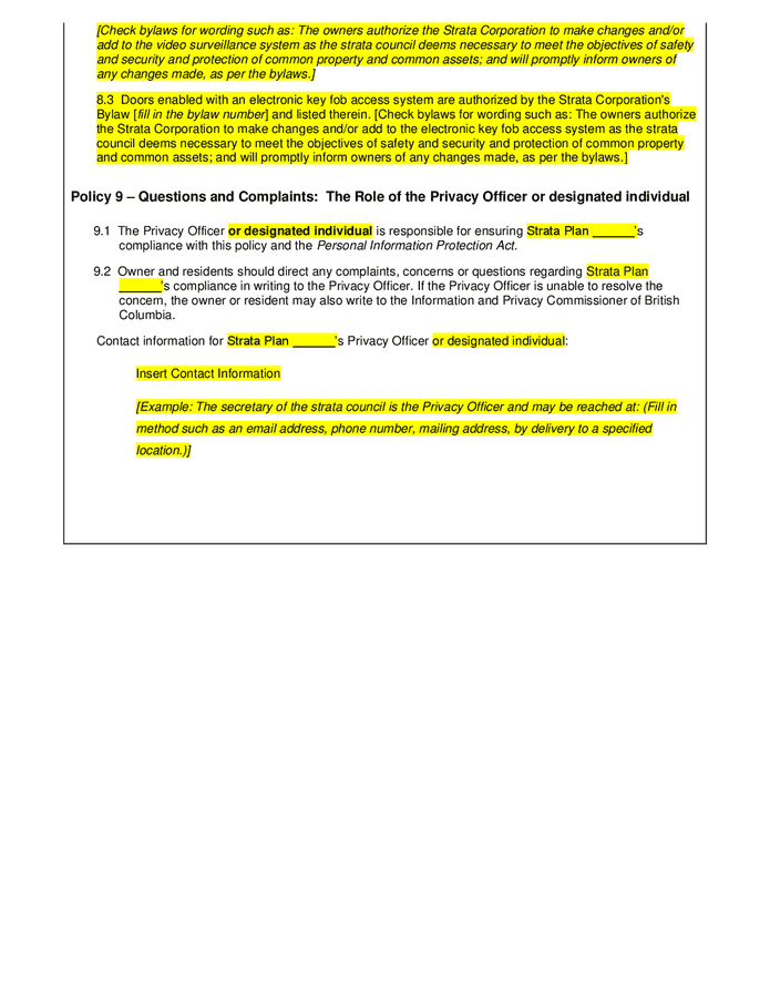 Personal Information Protection Policy Template In Word And Pdf Formats
