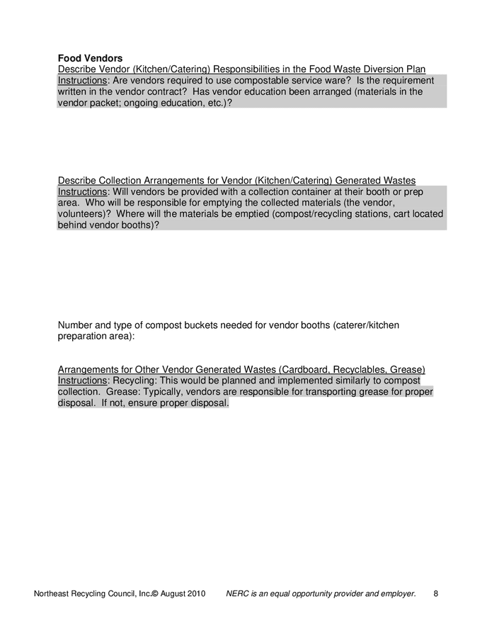 Food waste management plan template in Word and Pdf formats - page 8 of 12