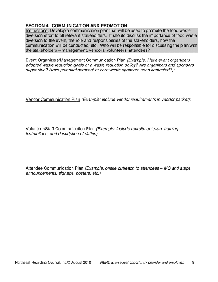 Food waste management plan template in Word and Pdf formats - page 9 of 12