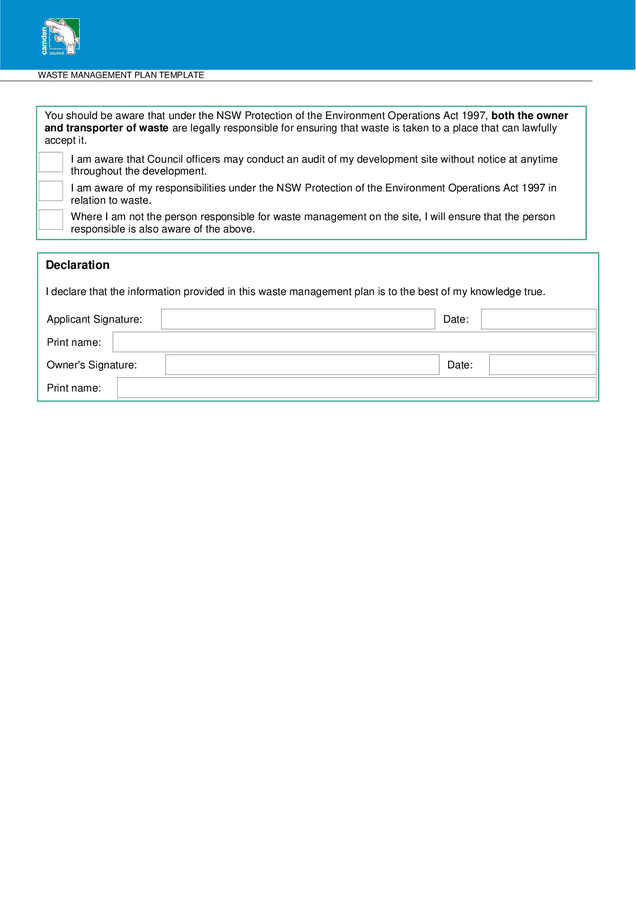 Waste management plan sample in Word and Pdf formats - page 2 of 14