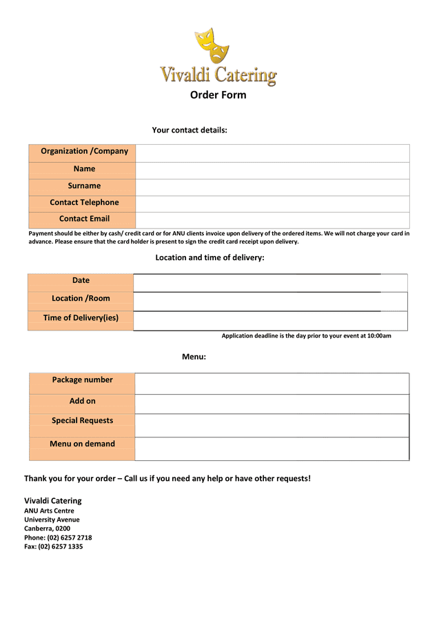 Order Form - download free documents for PDF, Word and Excel