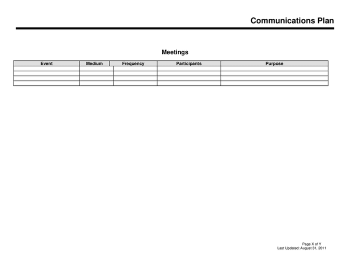 Communications plan template in Word and Pdf formats - page 2 of 6