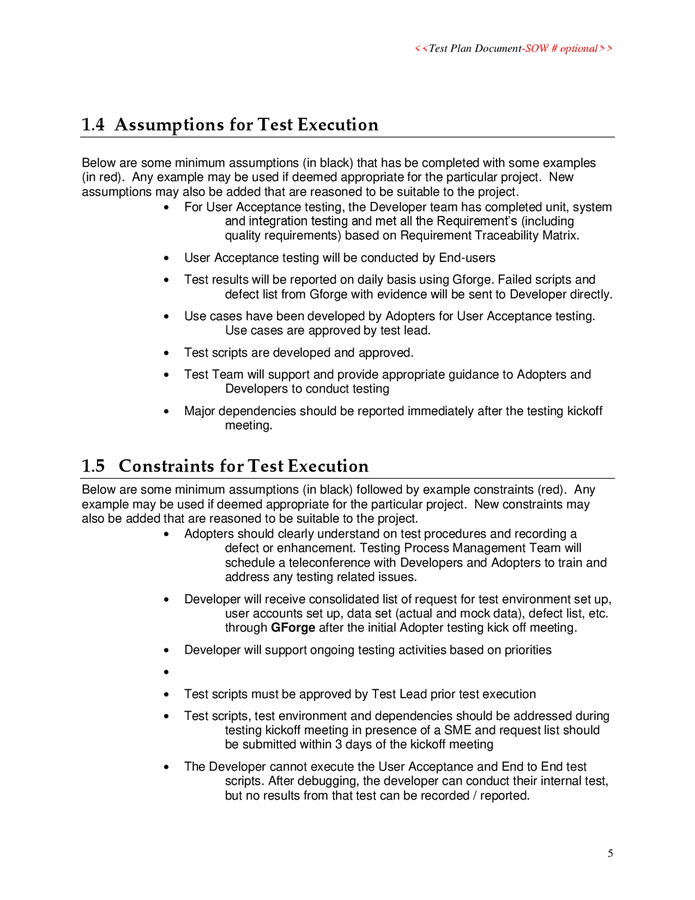 Test plan template in Word and Pdf formats - page 6 of 19