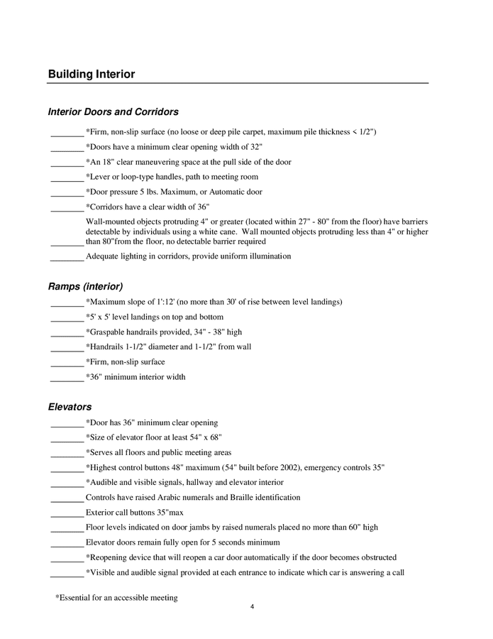 Accessible meeting facilities checklist in Word and Pdf formats - page ...