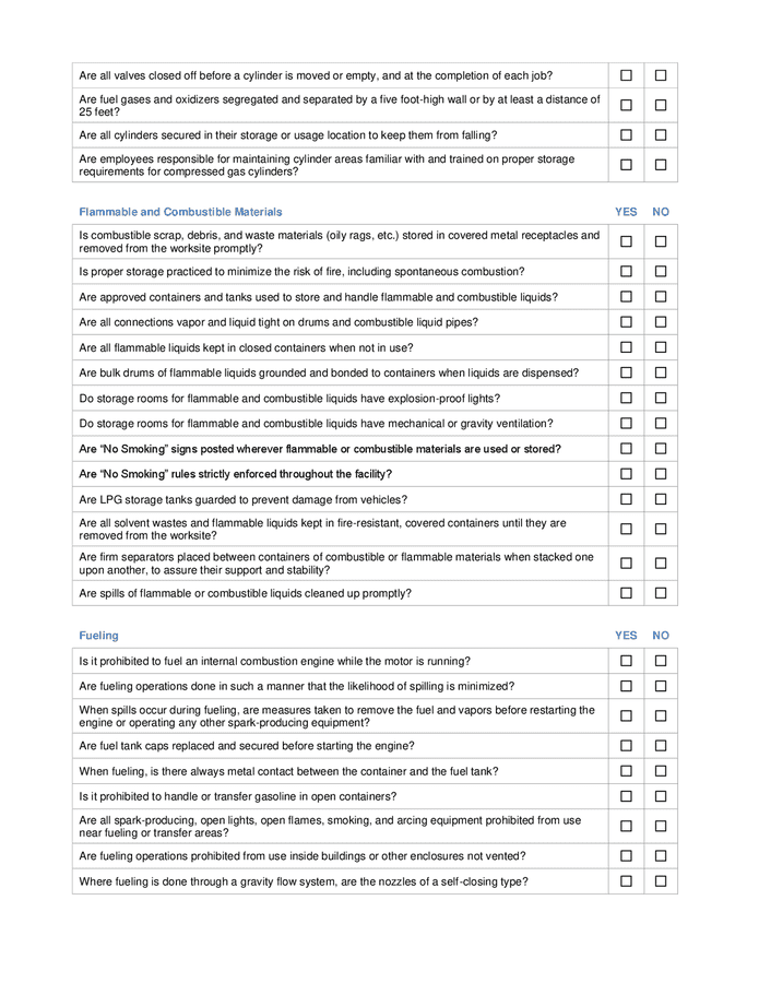 Comprehensive safety & health inspection checklist in Word and Pdf ...