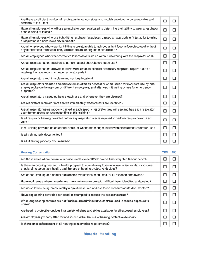 Comprehensive safety & health inspection checklist in Word and Pdf ...
