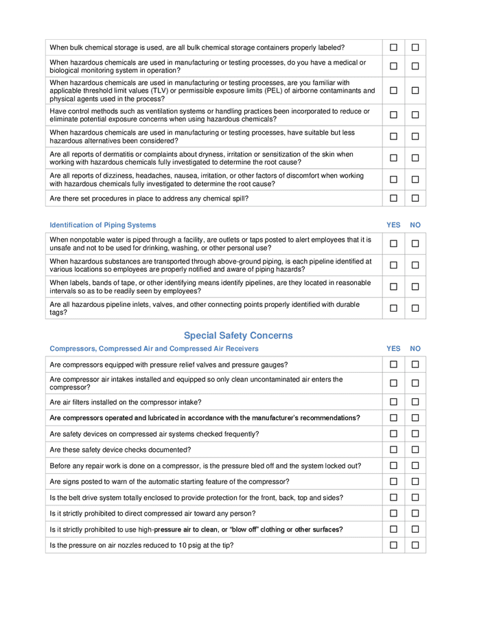 Comprehensive safety & health inspection checklist in Word and Pdf ...
