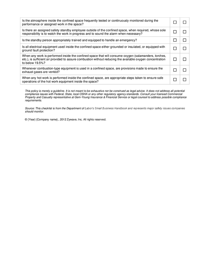 Comprehensive safety & health inspection checklist in Word and Pdf ... Comprehensive safety & health inspection checklist in Word and Pdf ...
