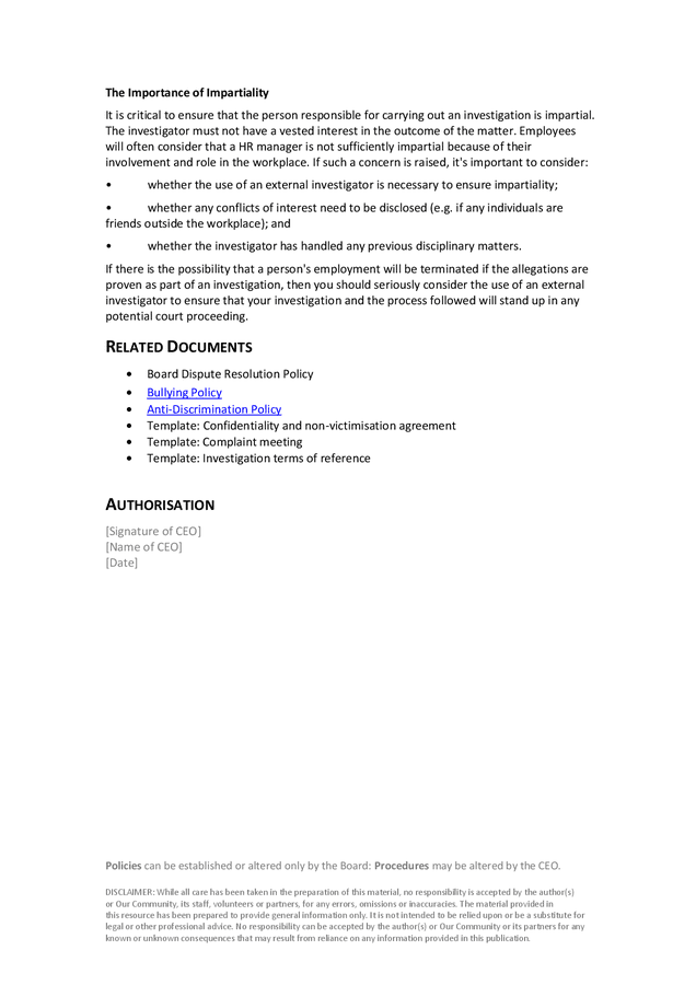 Staff grievances and dispute resolution policy in Word and Pdf formats ...