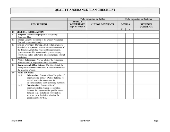 Quality assurance plan checklist in Word and Pdf formats - page 3 of 8 Quality assurance plan checklist in Word and Pdf formats - page 3 of 8