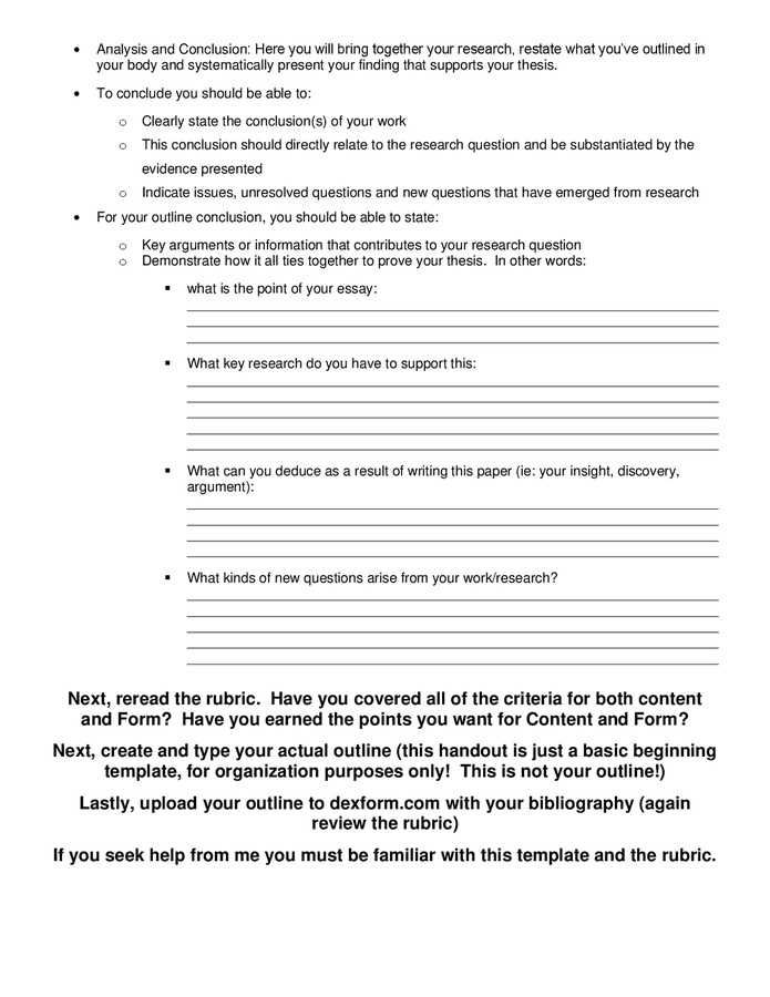 Extended Essay Skeleton Outline Template In Word And Pdf Formats Page